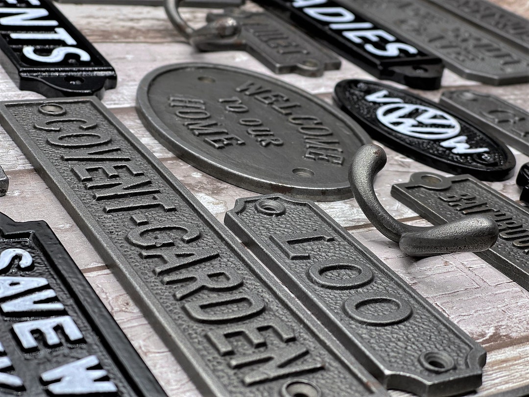 Vintage Style Cast Iron Wall / Door Sign Plaque - Cast Iron Signs and ...
