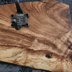 Hook Rack Solid Live Edge Oak With Cast Iron Coat Hooks Handmade Rustic ...