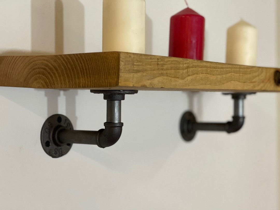 PAIR of LONG PIPE Shelf Brackets - Ideal for 7-9" Shelves, Scaffold ...