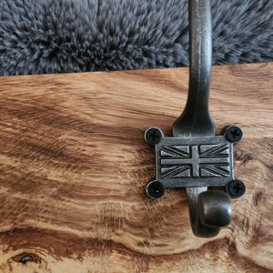 Hook Rack Solid Live Edge Oak With Cast Iron Coat Hooks Handmade Rustic ...