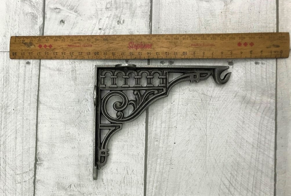 PAIR of Cast Iron ROMAN HOOK Shelf Bracket 5" X 6" Antique Vintage ...