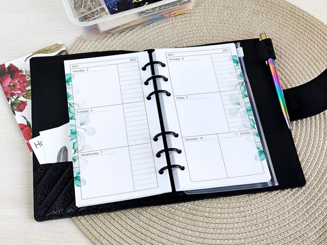 2025 2026 Printed Inserts Personal Size, Weekly Monthly Agenda Undated ...