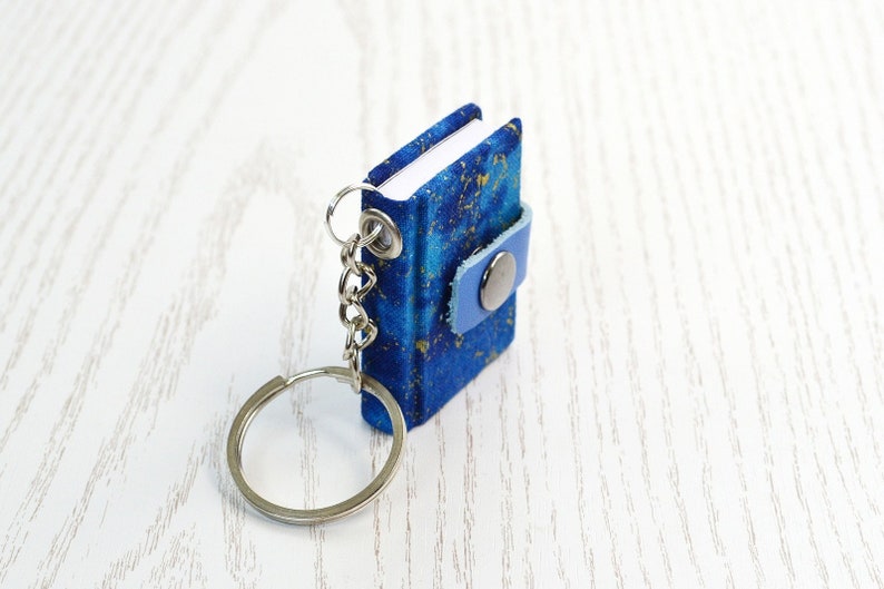Mini notebook keychain Blue small journal. Tiny mini journal | Etsy