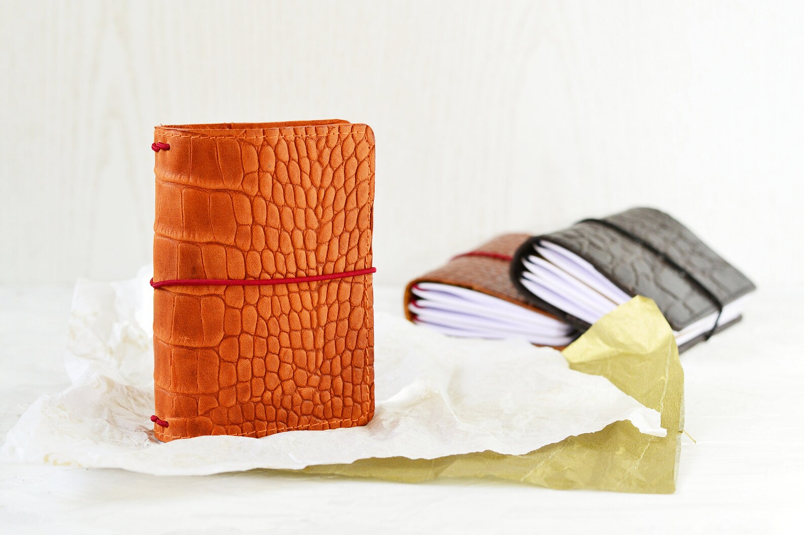 Small leather notebook A7 Genuine leather refillable journal | Etsy