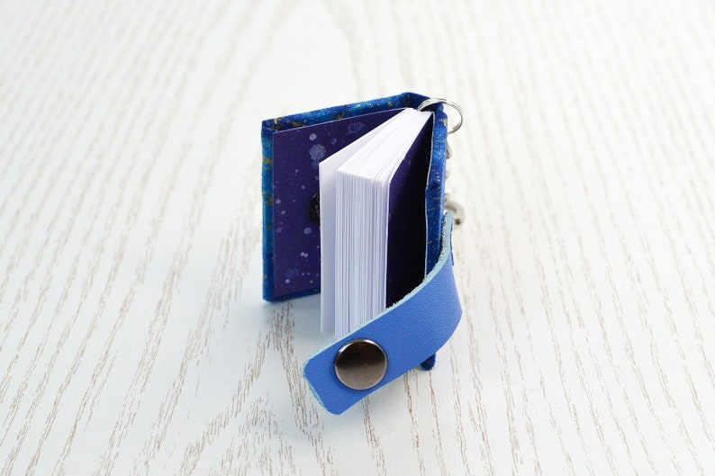 Mini notebook keychain Blue small journal. Tiny mini journal | Etsy