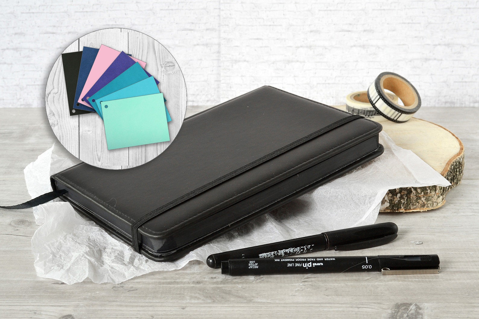 Black pages notebook A5 journal black paper Faux leather | Etsy