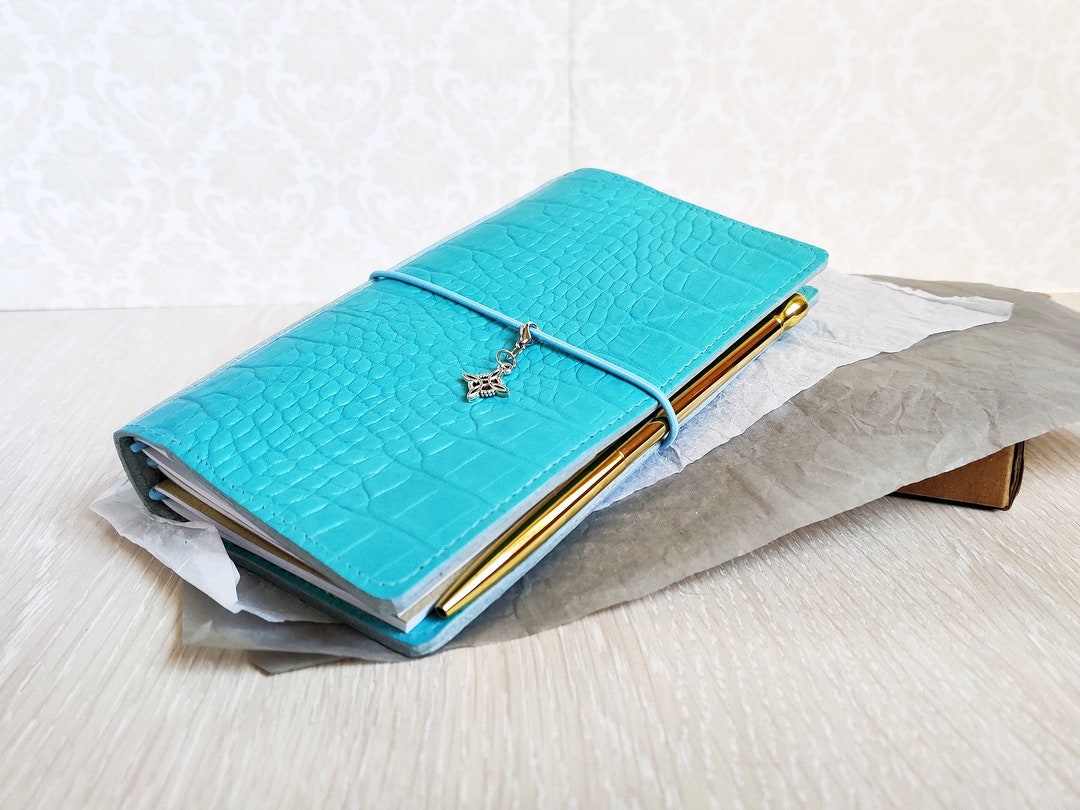 Croc Leather Journal, Travelers Notebook Personal Size, TN Agenda 2024 ...