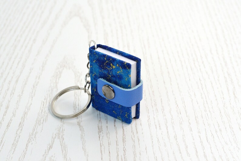 Mini notebook keychain Blue small journal. Tiny mini journal | Etsy