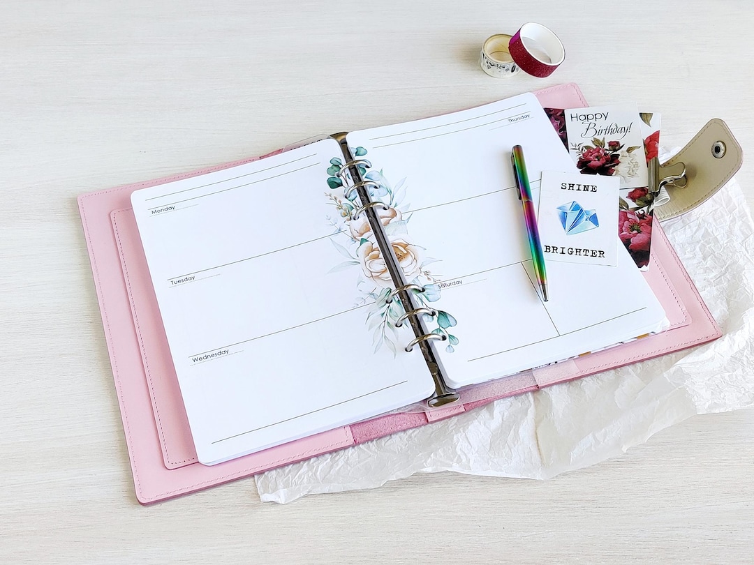 Printed Inserts Monthly Weekly A5, Ring Pages 2025 2026, Filofax A5 ...