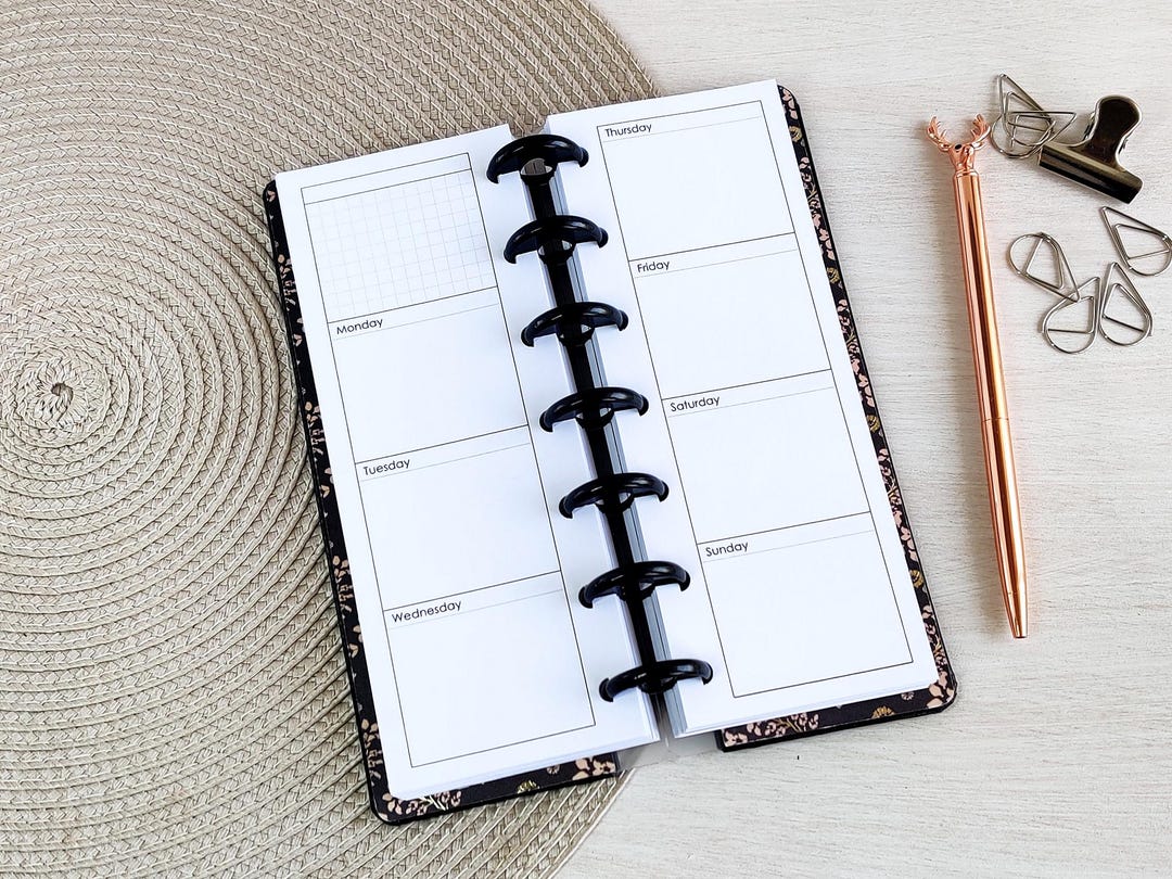 Printed Pages for HP Skinny Mini Size, Weekly Monthly Happy Planner ...