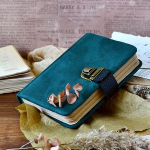 Vintage notebook with lock Old paper diary A6 Suede journal | Etsy