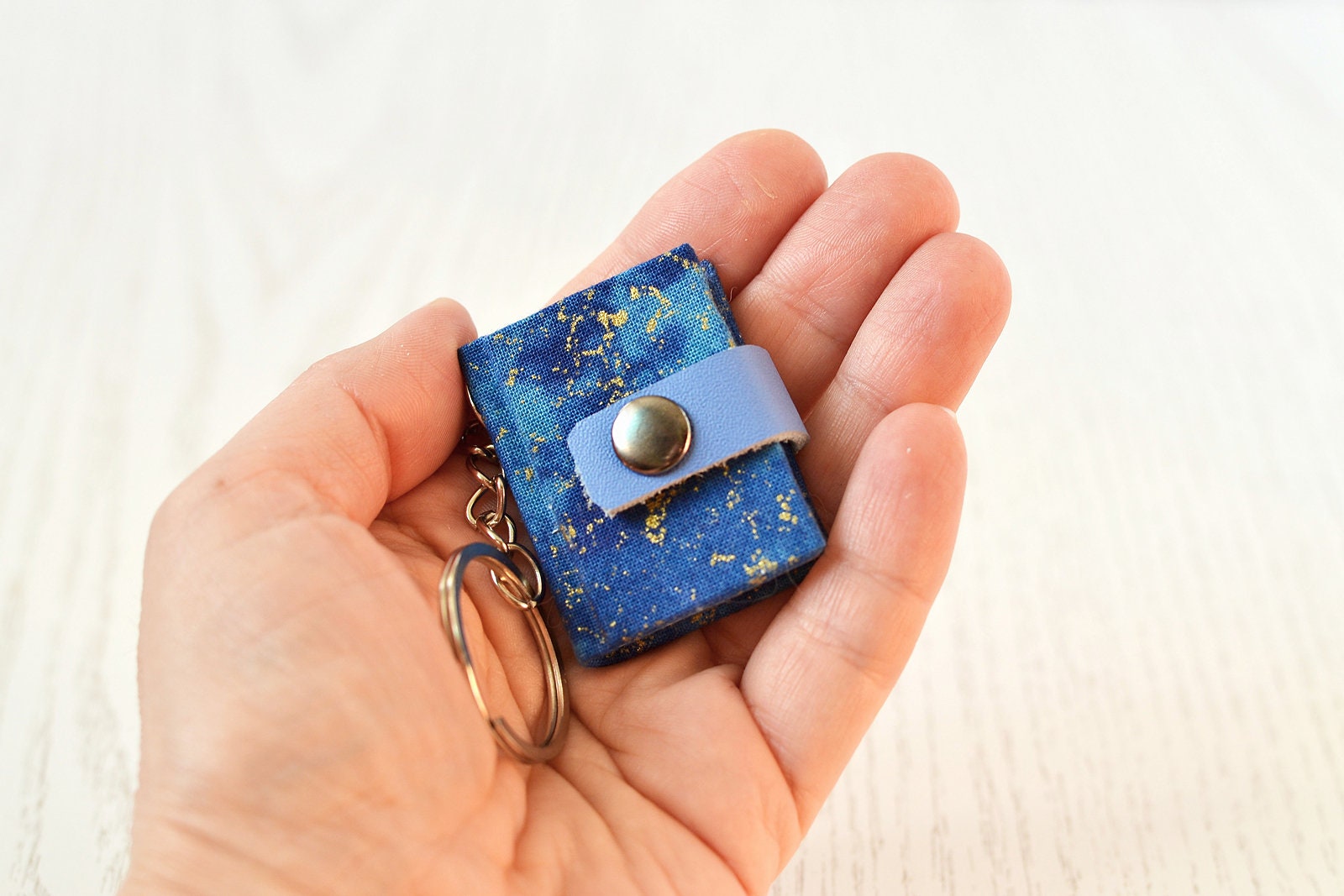 Mini notebook keychain Blue small journal. Tiny mini journal | Etsy