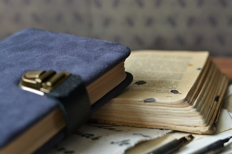Vintage notebook with lock Old paper diary A6 Suede journal | Etsy
