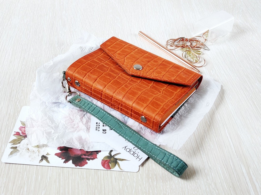Croc Leather Planner, Genuine Leather Diary, Agenda Weekly, B7 Trifold ...