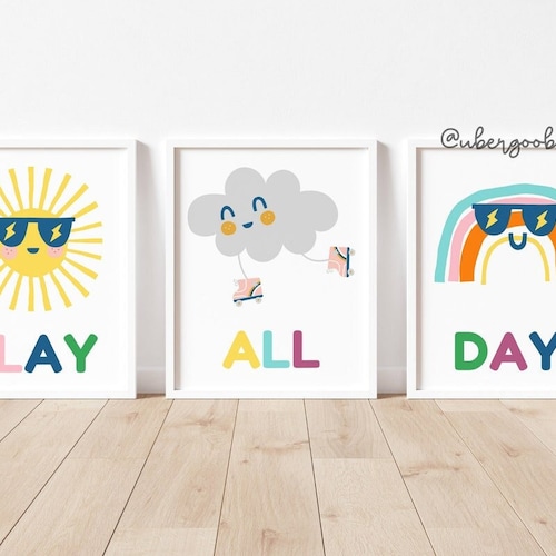 Let's Just Play Wall Art Set of Three Classroom Posters - Etsy