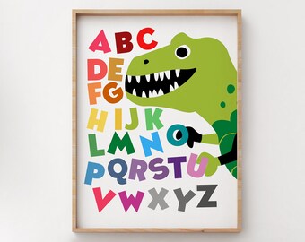 Dinosaur ABC Poster Alphabet Print Dinosaur Gift Nursery - Etsy
