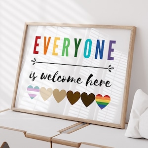 Everyone is Welcome Here, All Are Welcome Here Sign, Safe Space Poster ...