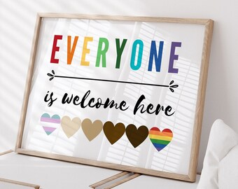 Inclusion Wall Art, Everyone is Welcome Here, Diversity Prints ...