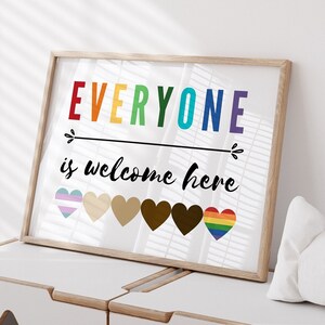 Inclusion Wall Art, Everyone is Welcome Here, Diversity Prints ...