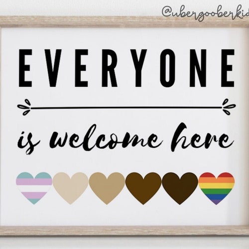 Printable Wall Art Everyone Welcome Diversity Classroom - Etsy