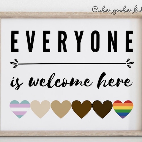 Printable Wall Art Everyone Welcome Diversity Classroom - Etsy