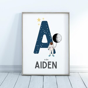 Space Wall Art Download, Personalized Initial Print, Custom Baby Name ...