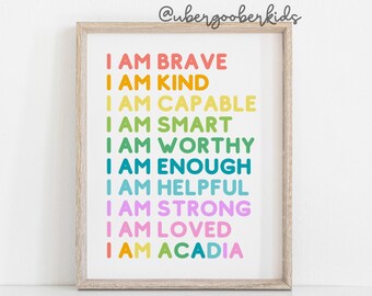 Kids Room Printable Art, Affirmations for Kids, Affirmation Art ...