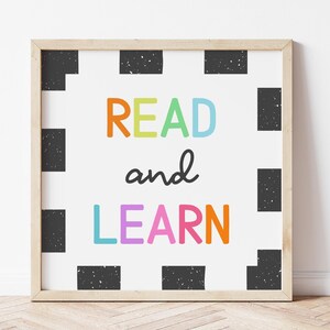 READ AND LEARN, Playroom Print Art, Reading Corner Poster, Positive ...