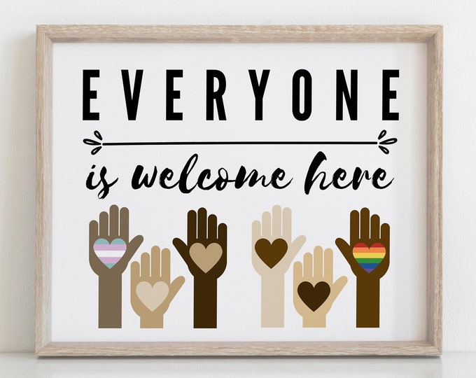 Printable Wall Art Everyone Welcome Diversity Classroom - Etsy