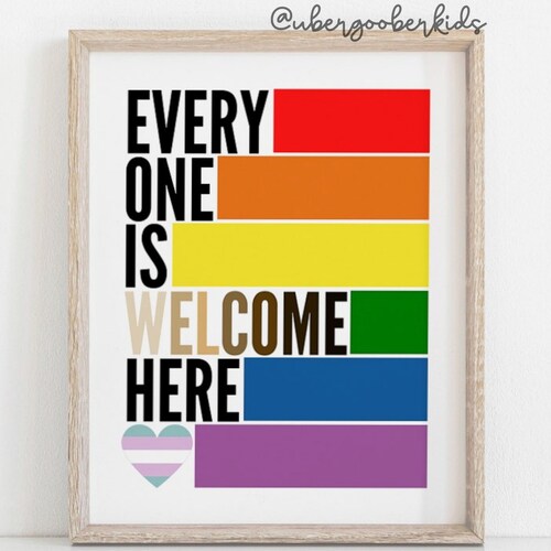 Inclusion Wall Art Everyone is Welcome Here Diversity | Etsy