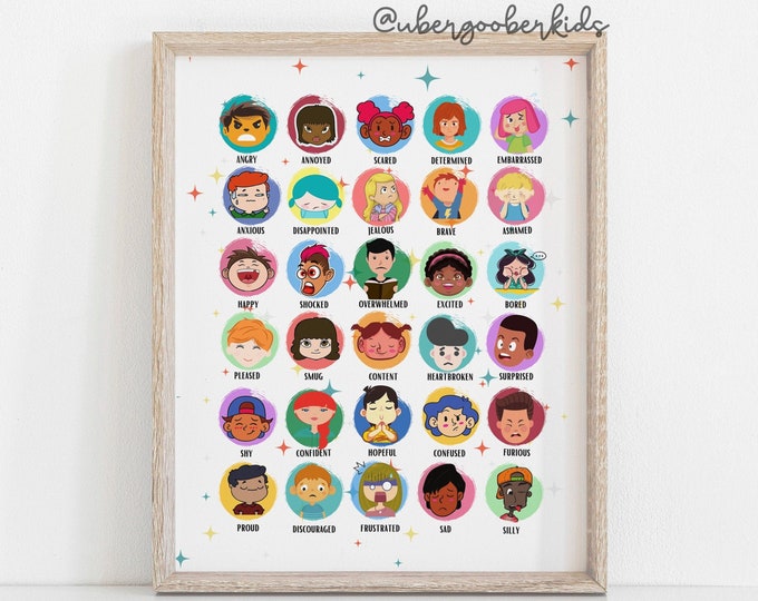 30 Emotions and Feelings Faces Kids Wall Print Learning - Etsy