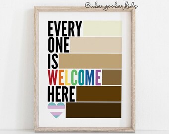 Inclusion Wall Art Everyone is Welcome Here Diversity | Etsy