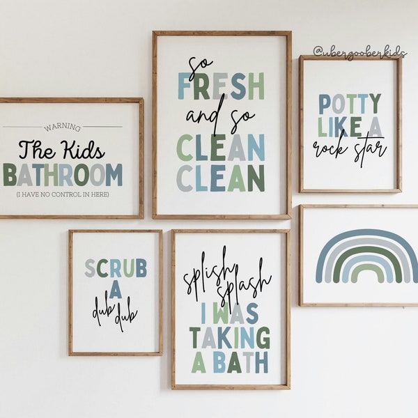 Blue Bathroom Art - Etsy