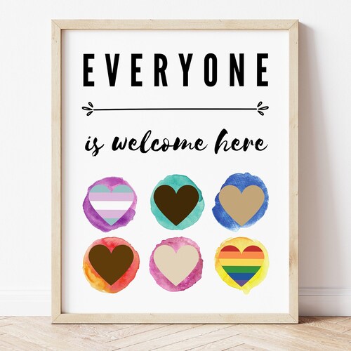 Inclusion Wall Art Everyone is Welcome Here Diversity | Etsy