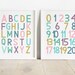 Alphabet and Numbers Print Set, Rainbow Wall Art, Playroom Prints, Set ...