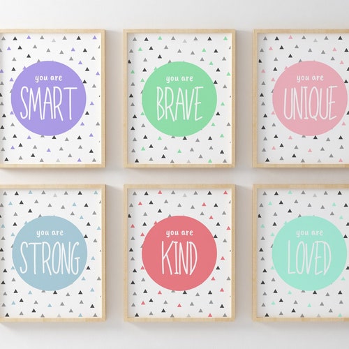 Playroom Wall Art Set Positive Affirmations for Kids | Etsy