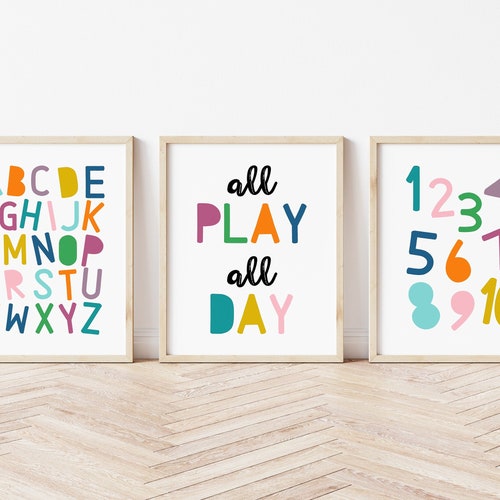 Playroom Wall Art Set of 3 Nursery Posters Toddler Wall Art - Etsy Canada