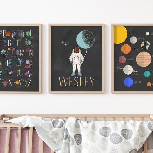 Kids Space Decor Outer Space Wall Art Space Themed Nursery | Etsy