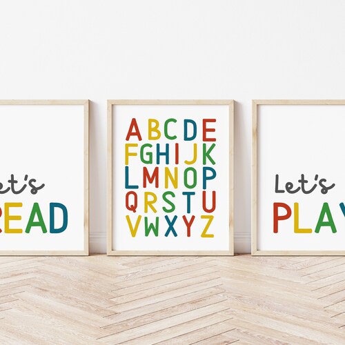Kids Prints Rainbow Wall Art Educational Posters Set Playroom - Etsy