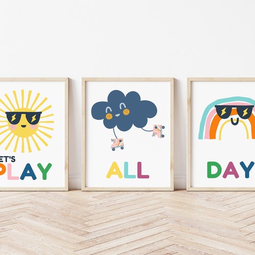 Let's Just Play Wall Art Set of Three Classroom Posters - Etsy