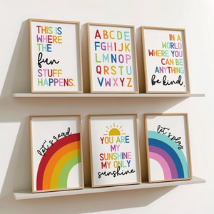 Playroom Art Set of Six, Playroom Poster, Playroom Decor, Daycare ...