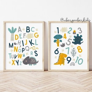 Dinosaur Alphabet Print, Kids Alphabet Poster, Dinosaur Nursery Decor ...