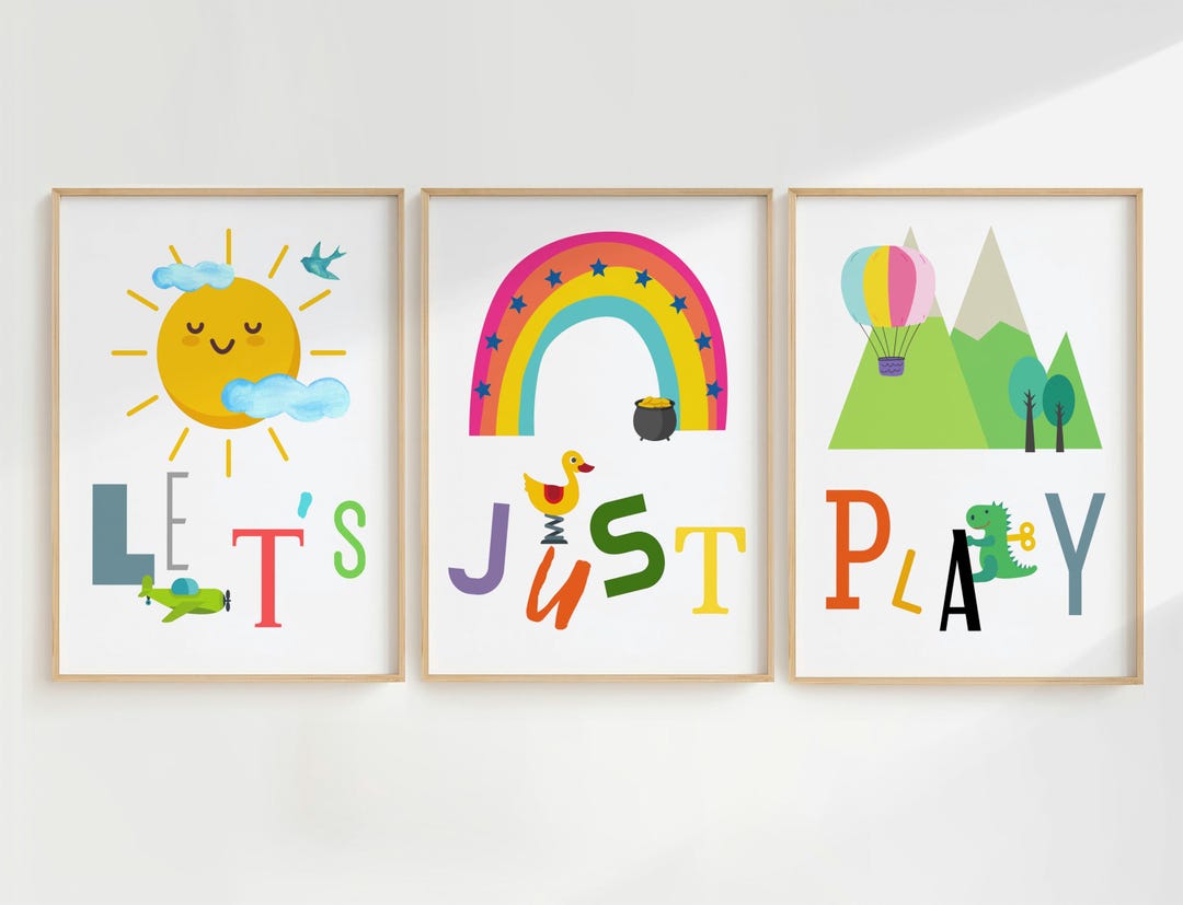 Playroom Wall Art Set of 3, Nursery Posters, Toddler Wall Art ...