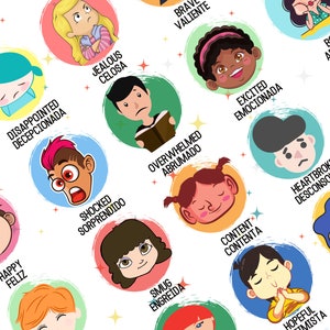 Emotions and Feelings Chart, English and Spanish, Diversity Poster ...