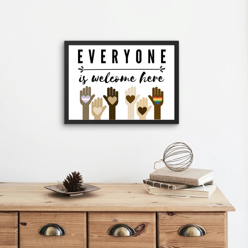 Printable Wall Art Everyone Welcome Diversity Classroom - Etsy