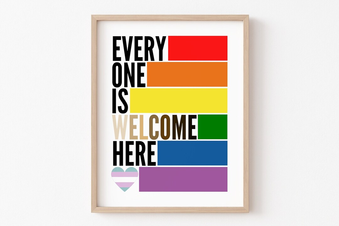 Inclusion Wall Art, Everyone is Welcome Here, Diversity Prints ...
