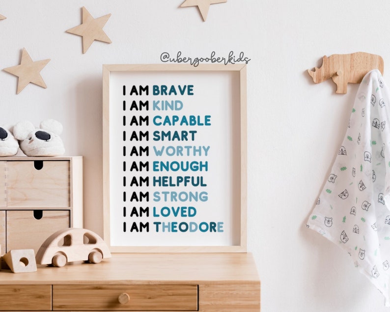 Personalized Kids Affirmation Print, Custom Name Wall Art (digital ...