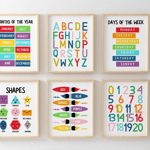 Playroom Wall Art Set Set of 6 French Educational Prints - Etsy