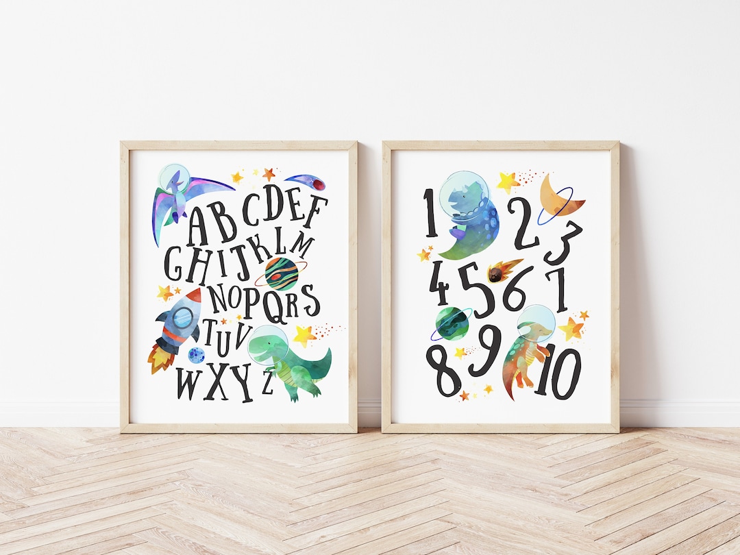 Space Alphabet and Numbers Set, Kids Wall Print, Space Posters ...