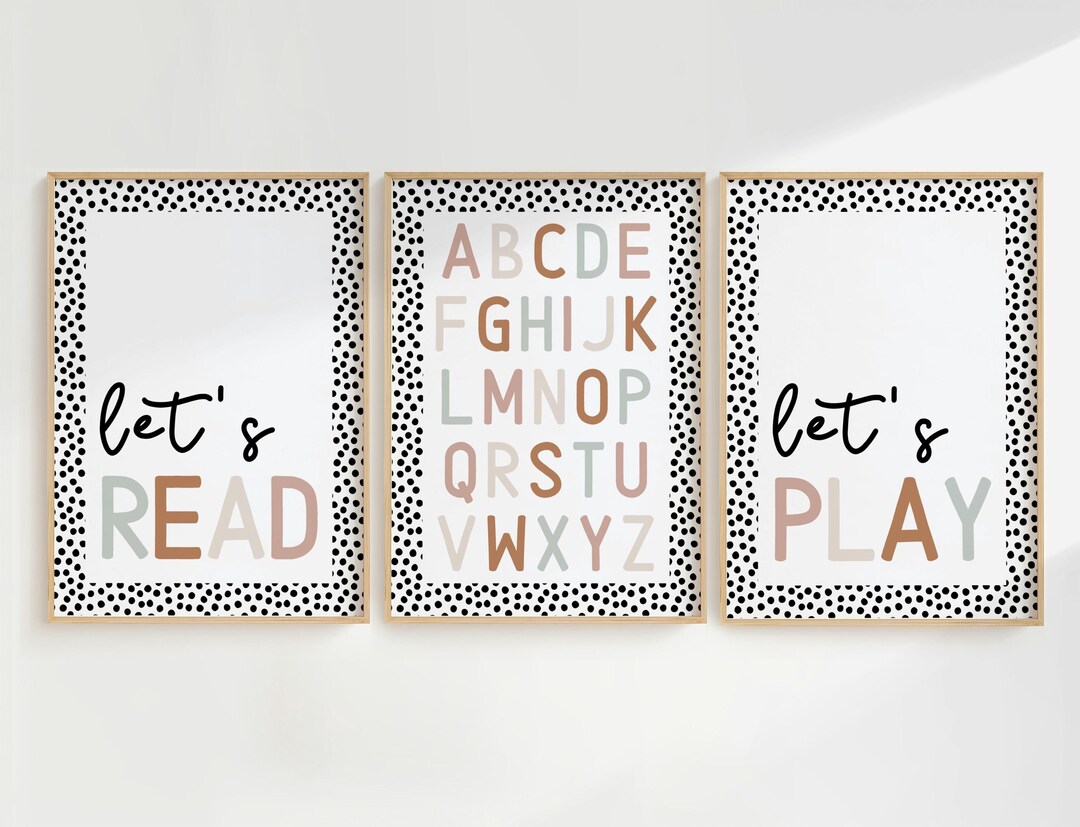 Let's Read Let's Play Wall Art, Set of Three, Classroom Art, ABC Poster ...